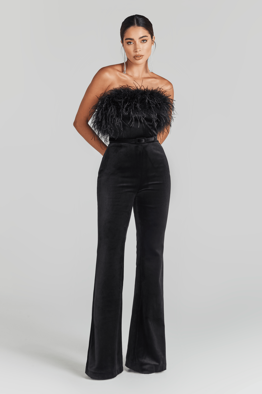 COLLETTE Black Feather Jumpsuit | NADINE MERABI