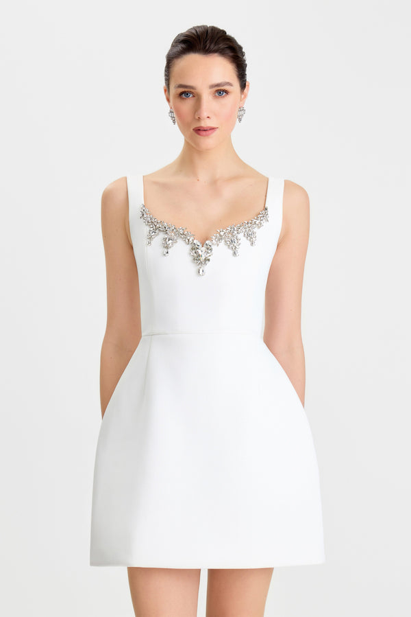 Blair White Draped Mini Dress | NADINE MERABI