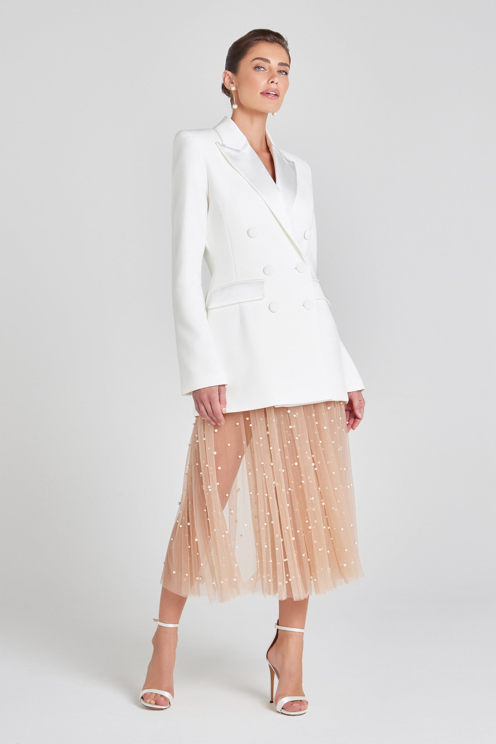 Monica White Blazer Dress | NADINE MERABI