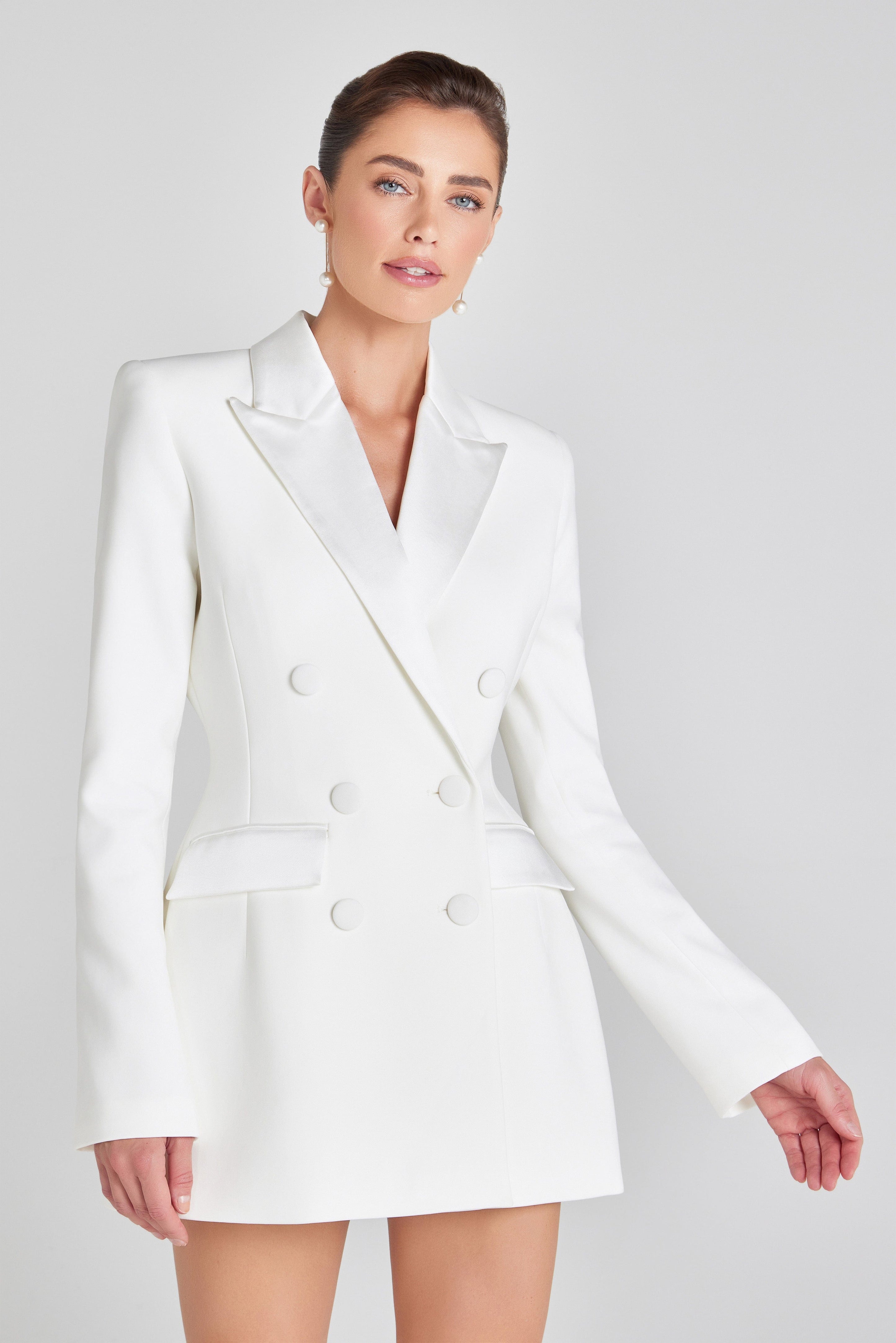 Monica White Blazer Dress | NADINE MERABI
