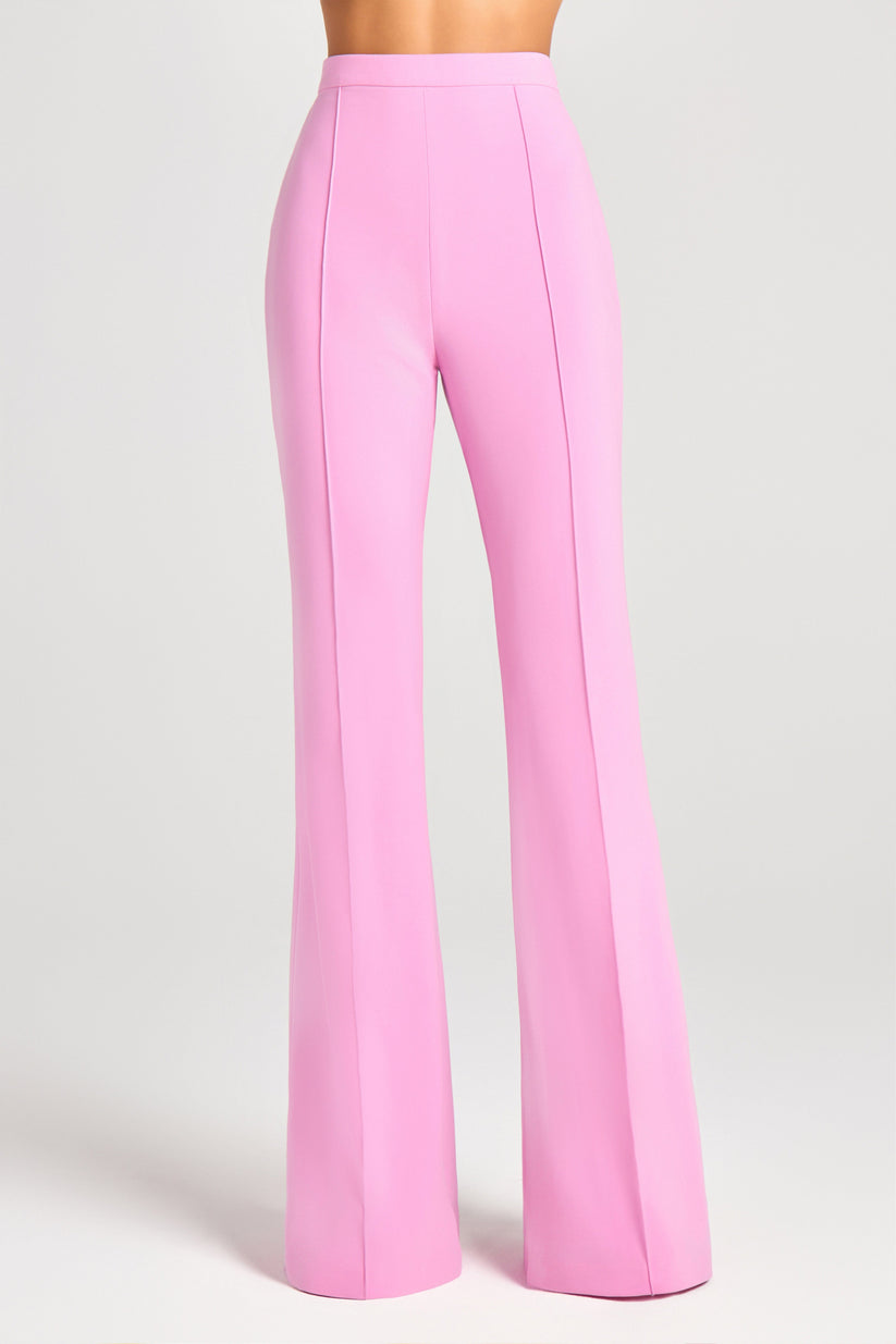 Charlotte Pink Trousers | High Waisted Flare | NADINE MERABI