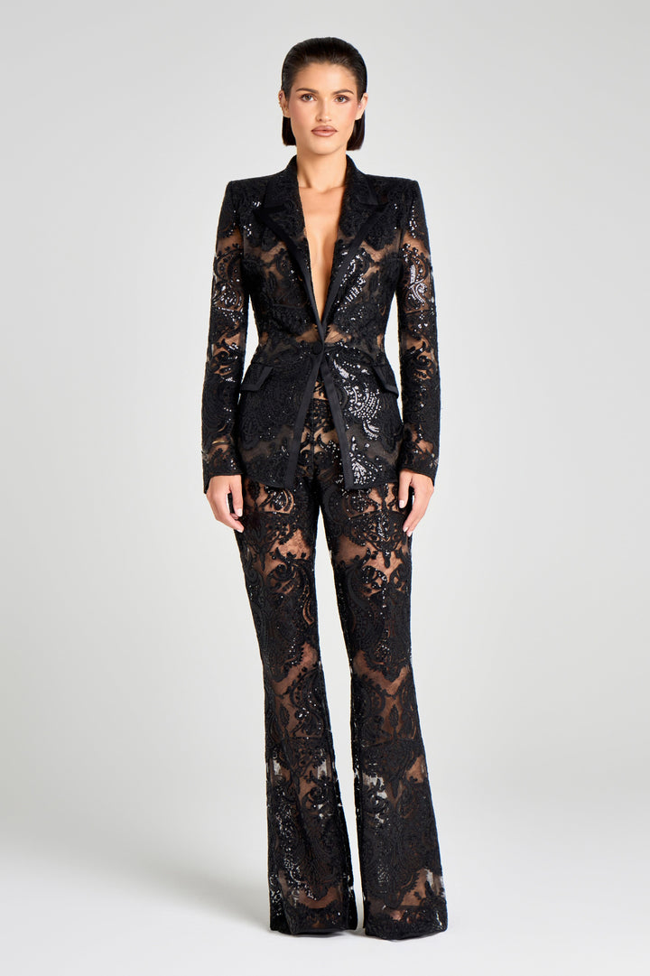 Piper Black Blazer | NADINE MERABI