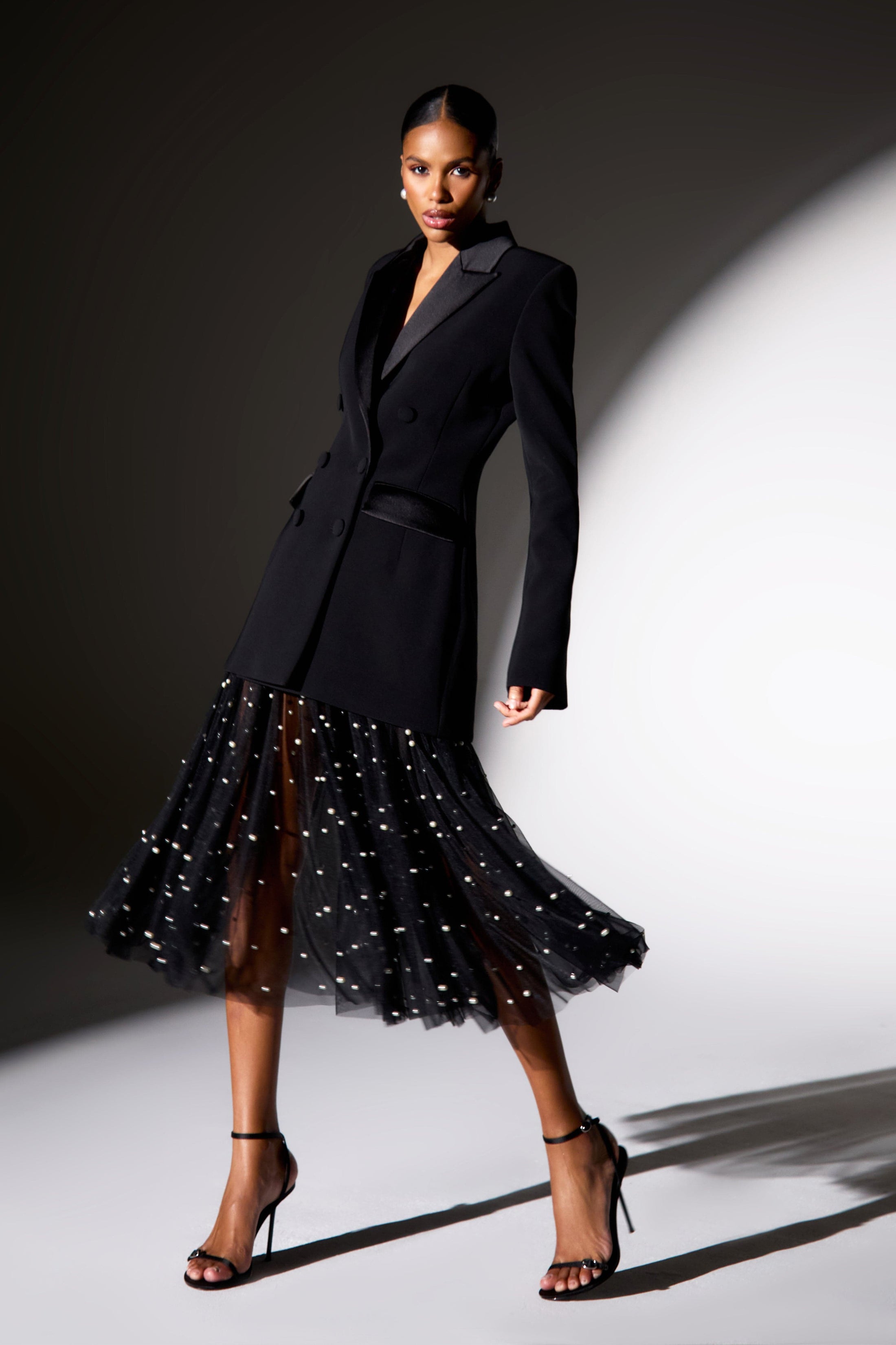 Blake Black Skirt | Embellished Black Skirt | NADINE MERABI